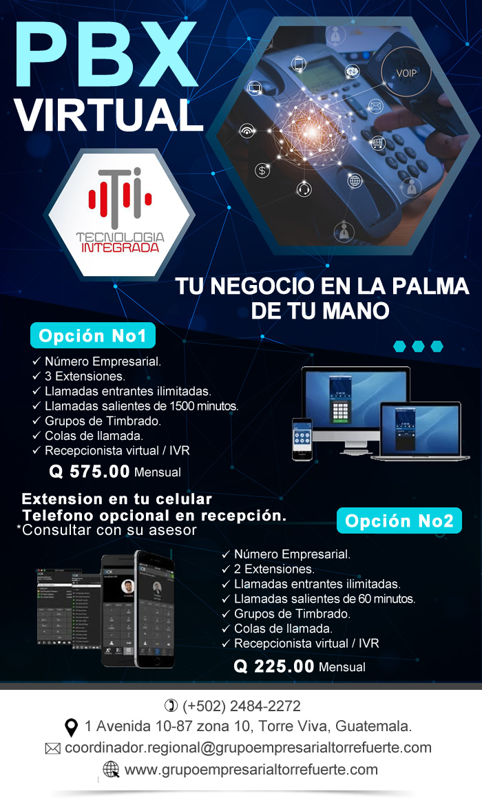 PBX Virtual, Tu negocio en la palma de tu mano. 100% Funcional